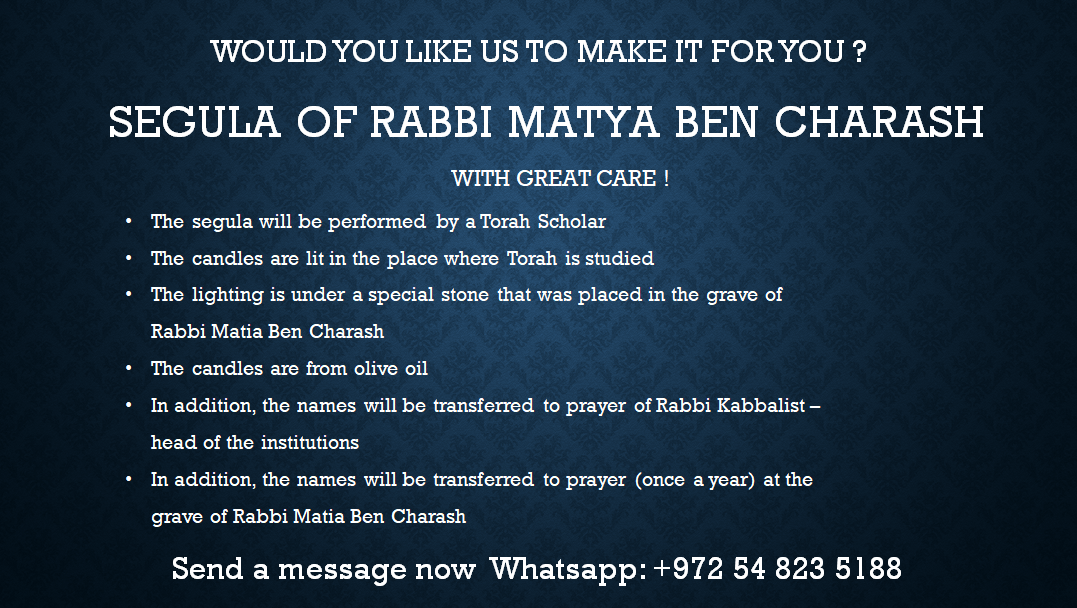 The Segulah of Rabbi Matia ben Charash - lighting of 18 candles